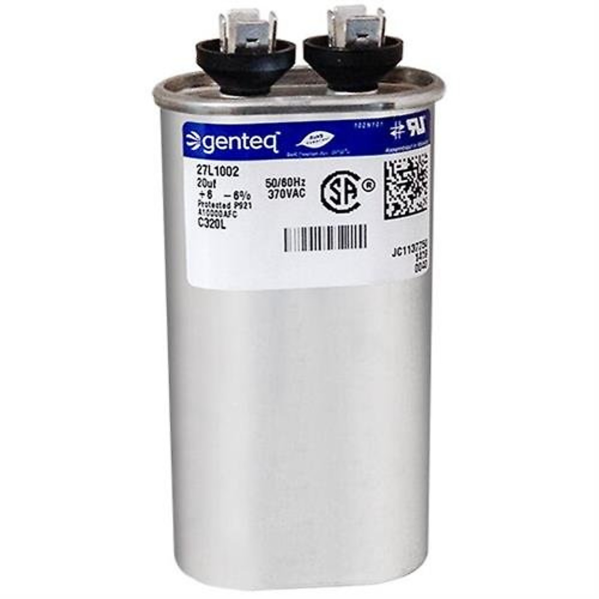 GE Genteq Oval Capacitor 20 uf MFD 370 Volt 27L1002BZ3 27L1002