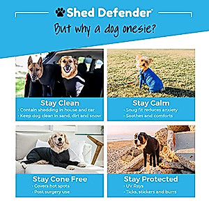 Shed Defender Sport Dog Onesie - Seen on Shark Tank, Shedding Bodysuit for Dogs, Anxiety Vest, Calming Shirt, Hot Spots, Allergy Tick & UV Protection, Recovery Suit, Full Body Shed Suit, Vet Approved