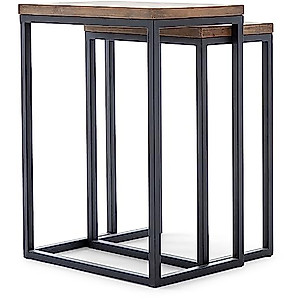 Amazon Brand – Stone & Beam Weston Wood & Metal Nesting Tables, Set of 2, Brown