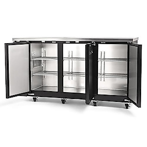 PEAKCOLD 3 Door Commercial Back Bar Cooler - Beer Fridge - Under Counter Refrigerator; 72" W