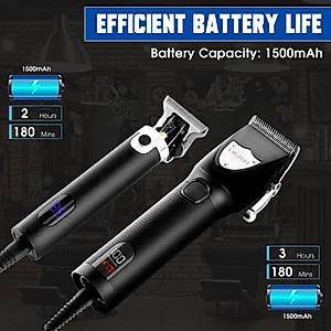 PTBYSMY Hair Clippers for Men, Professional Cordless Barber Clippers and Beard Trimmer Set, Complete Hair Cutting Kit with 16Pcs Guide Combs, LED Display, T Blade Trimmer, Storage Bag for Hair Cutting