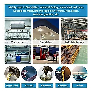 Flow Meter Aluminum Alloy High Precision Electronic Digital LCD Fuel Gauge Methanol Oil Flow Meter DN20MM Blue Circular Flowmeter High Stability and Convenient Operation