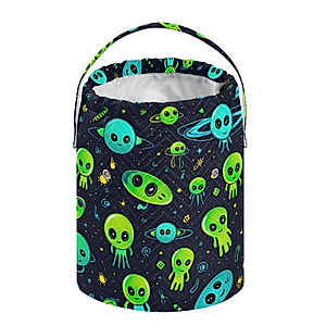 Joko Ivery Space Aliens Crochet Bag Organizer for Crocheting Knitting Bag Yarn Storage Organizer with Front Compartments Knitting Tote Basket for Knitting Needles Gifts Crochet Hooks Accessories