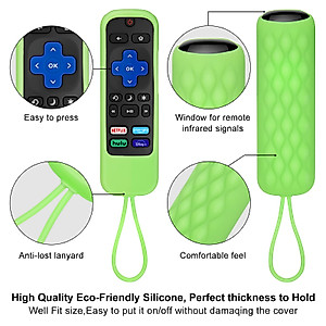 [2 Pack] Silicone Protective Case Compatible with Roku TV Remote, TCL Roku,Hisense Roku, Remote Cover Also for Roku Express+ and Roku Streaming Stick Remotes (Luminous Green + Blue)