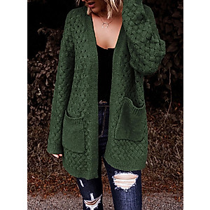 Dokotoo Womens Oversized Winter Cardigans Sweaters for Women 2024 Fashion Open Front Ladies Long Sleeve Autumn Chunky Casual Soft Knit Outerwear Coats Green X-Large