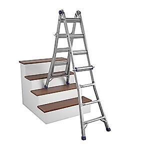 COSCO 18ft Reach Height Aluminum Multi-Position Ladder ,300 lb. Load Capacity Type IA Duty Rating