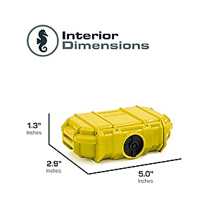 Seahorse 52 Portable Waterproof Dry Box Hard Protective Micro Case - Mil Spec/USA Made / IP67 Waterproof/Lockable - for Earbuds, PLB, IEM, Small Medical Devices, Stash Box
