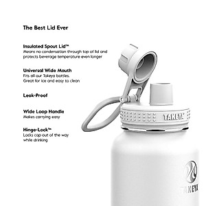 Takeya Actives Insulated Stainless Steel Water Bottle with Spout Lid, 18 Ounce, Arctic