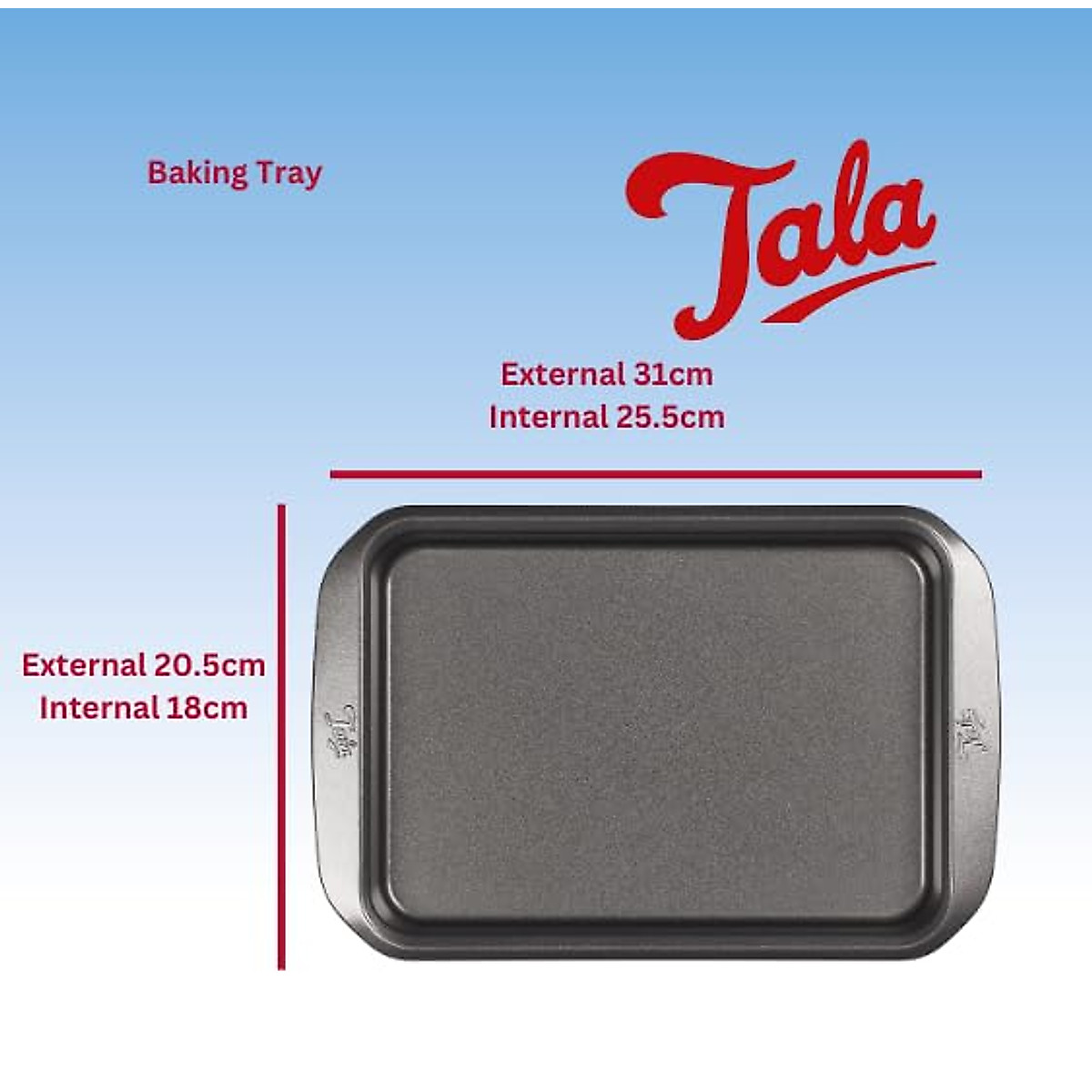 Tala Everyday Everyday Non Stick Medium Baking Tray, 18cm x 25cm, Grey