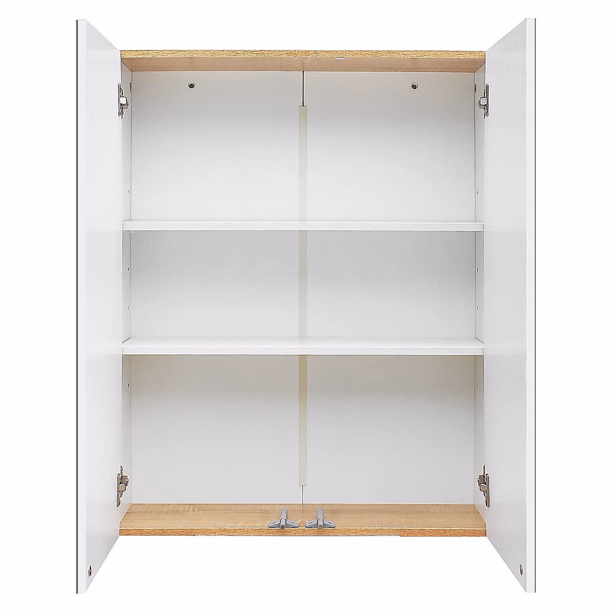 fuhan White MDF Painting Particle Board Bathroom Storage Cabinet, Stylish Pantry Wall-Mounted Cupboard Cabinet w/Adjustable Shelves Double Mirror Door for Living Room Kitchen Hallway