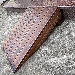 GUENZO Threshold Ramp, Wheelchair Ramps for Thresholds Curb Steps, Wood Heavy Duty Transition Ramp for Patio Door Back Yard Home, Anti-Slip Surface (Size : 90x70x19cm/35.4x27.5x7.5in)
