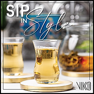 Vikko Teacups, Turkish Tea Glasses, Set of 12 Authentic Turkish Tea Cups, 4 Ounce Tea Glass