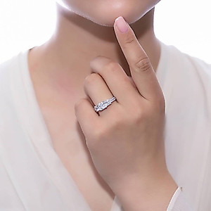 BERRICLE Sterling Silver 3-Stone Wedding Engagement Rings Princess Cut Cubic Zirconia CZ Promise Ring for Women, Rhodium Plated Size 6