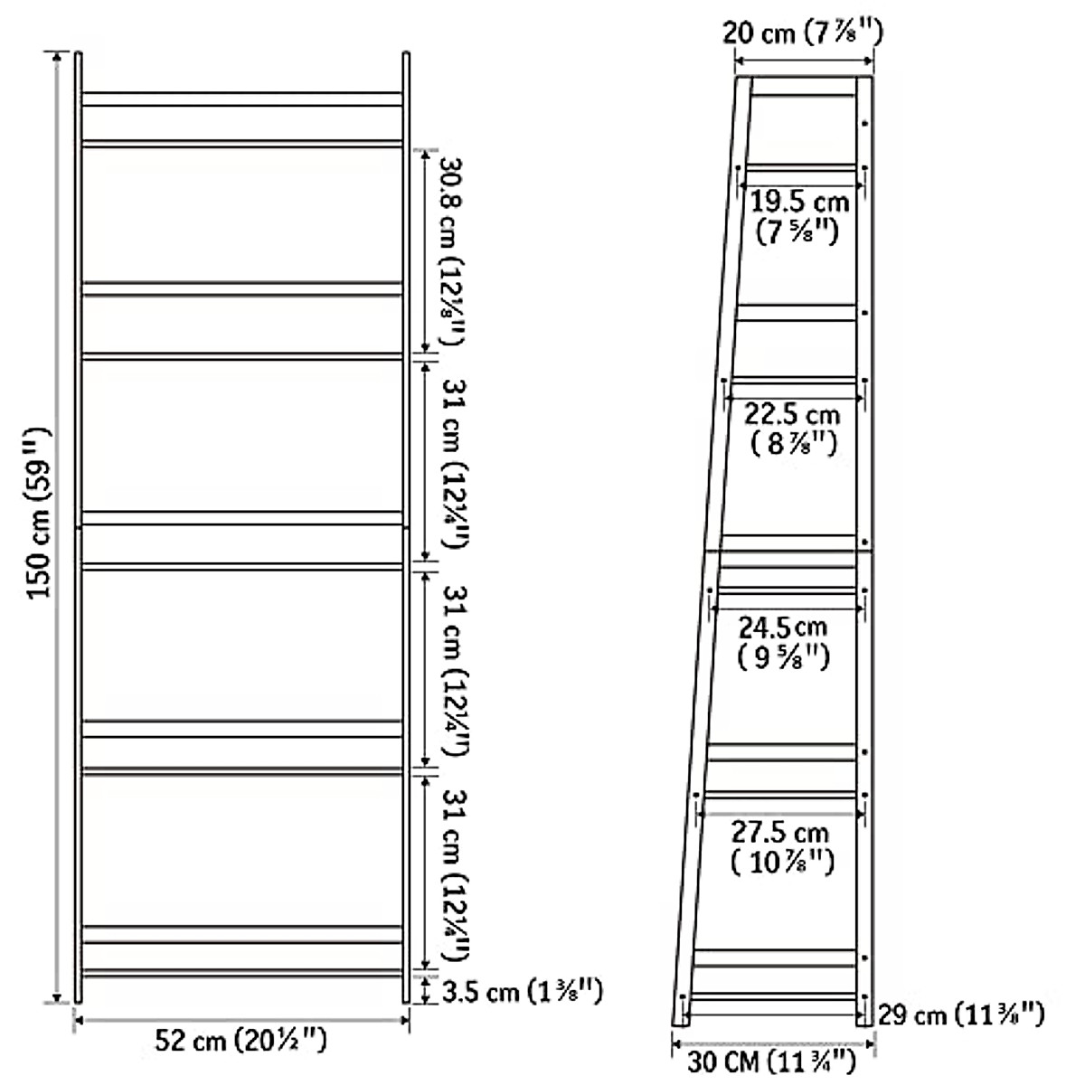 WTZ Bookshelf Book Shelf, Bookcase Storage Shelves Book case, Ladder Shelf for Bedroom, Living Room, Office MC-508(Natural)