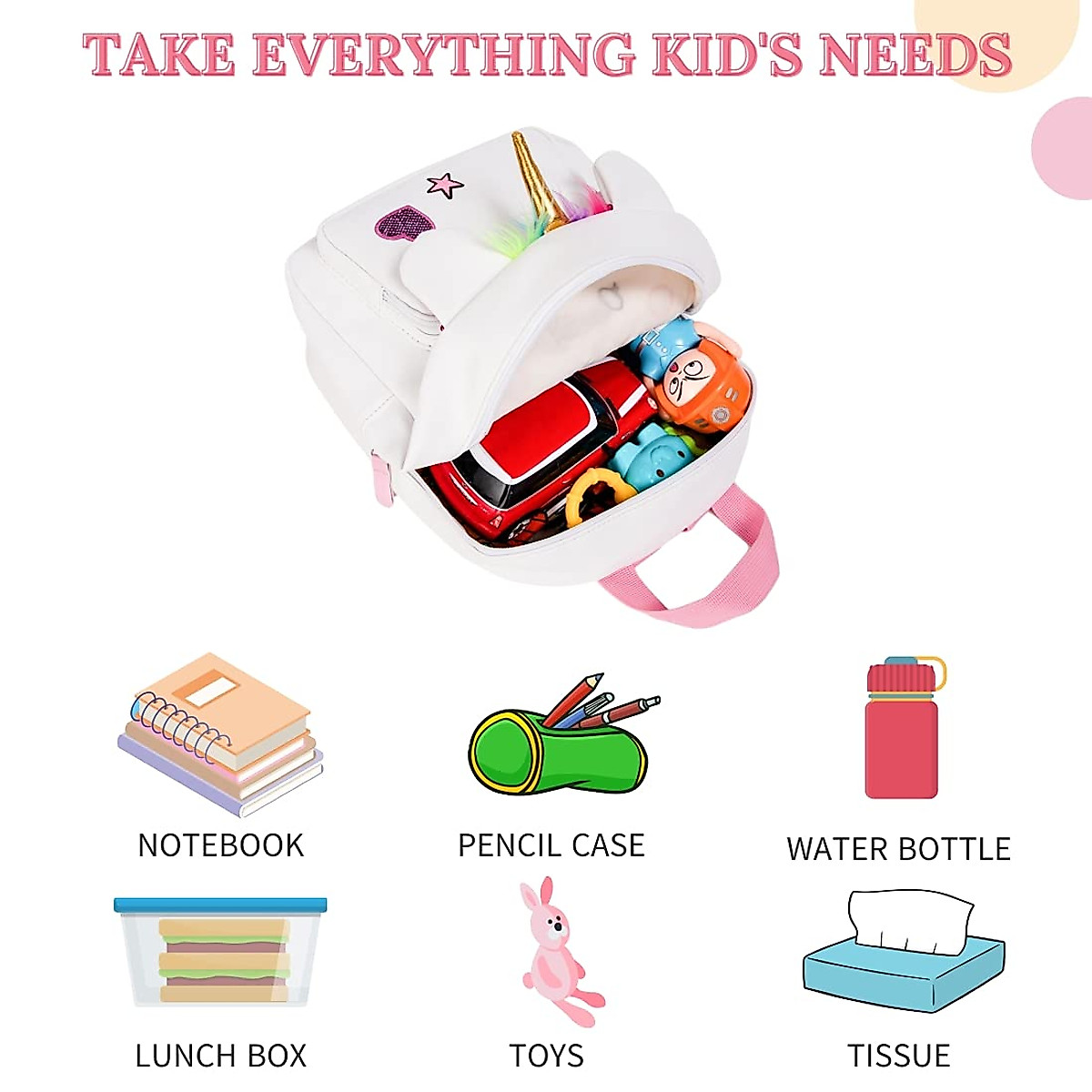 Unicorn Backpack for Girls, Kids Mini Backpacks, Toddler Bag for Kindergarten