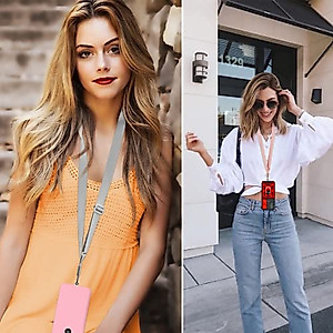 VAKS Phone Lanyard,Universal Adjustable Neck Straps with Phone Pads Phone Lanyard for Phone Case Keys ID Compatible with iPhone and Most Smartphones,2 Pack,Rose Gold/Grey