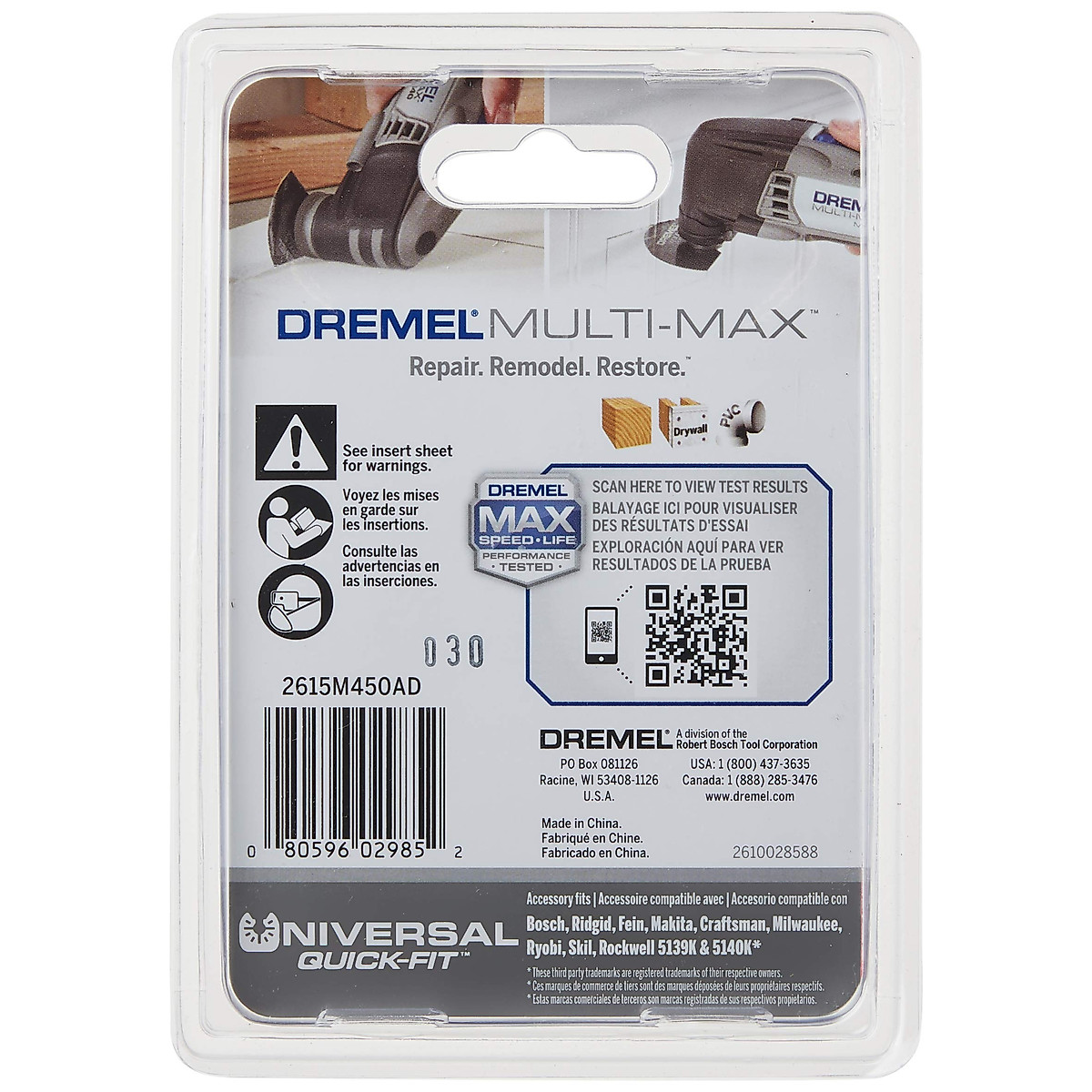 Dremel MM450B 3-Pack Wood & Drywall Oscillating Multi-Tool Blades, Cutting Blades Perfect For Precise Cuts - Universal Quick-Fit Interface Fits Bosch, Makita, Milwaukee, and Rockwell , Black