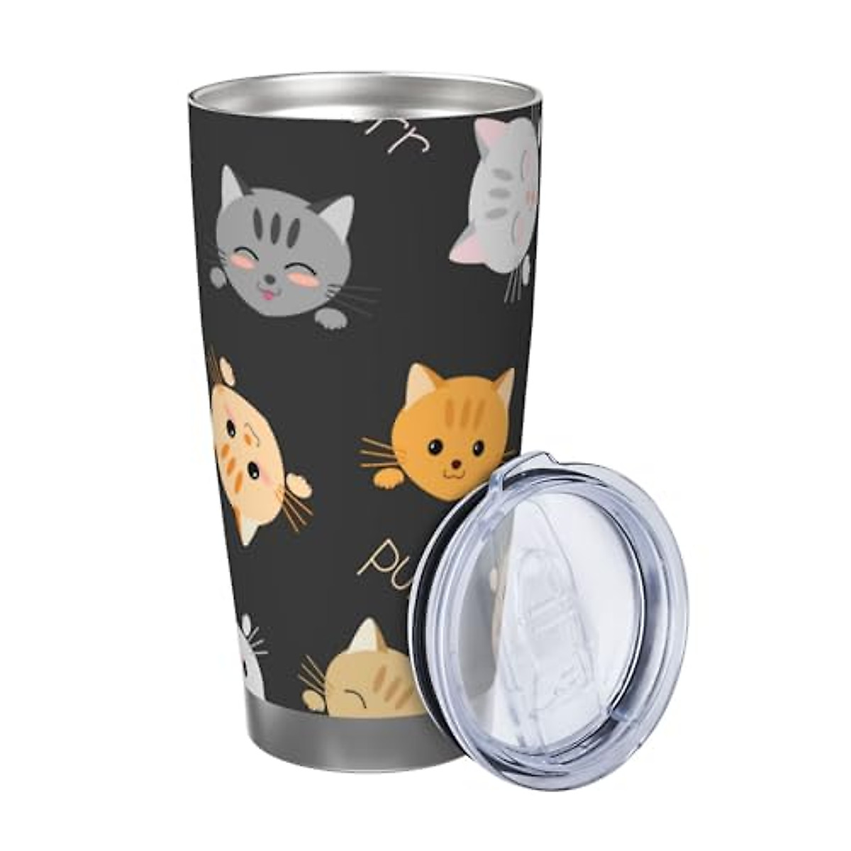 AYCZN Cute Cat Purr 20 OZ Tumbler Stainless Steel Travel Coffee Mug, Animal Kitten Insulated Water Bottle with Lid Leakproof Thermal Cup
