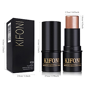 LSxia 2Pcs Highlighter Stick Cream Contour Stick Makeup Kit, Shimmer Highlighter and Bronzer Stick Contour Wand, Water-proof Long Lasting Smooth Face Brightens & Shades Contouring Stick Illuminator