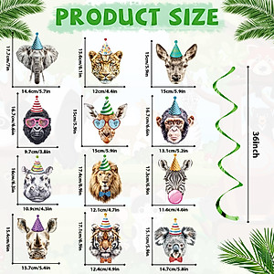 60PCS Jungle Animals Birthday Decorations Wild One Hanging Swirls Ceiling Streamers Decor Forest Theme Foil Swirls Ceiling for Boys Girls Baby Shower Safari Wild Animals Birthday Party Supplies