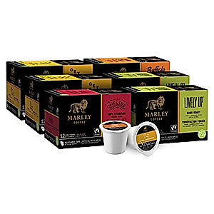 Marley Coffee Variety Pack, Fairtrade Certified Coffee, Keurig K-Cup Brewer Compatible Pods, 12 Count (Pack of 6)