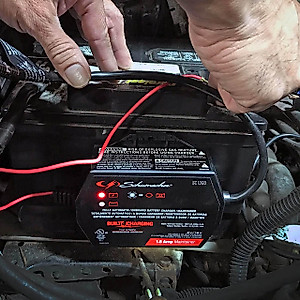 Schumacher SC1300 Fully Automatic Direct-Mount Under-the-Hood Battery Charger/Maintainer with Battery Detection - 1.5 Amp, 6V/12V - for Cars, Motorcycles, Lawn Tractors, Power Sports