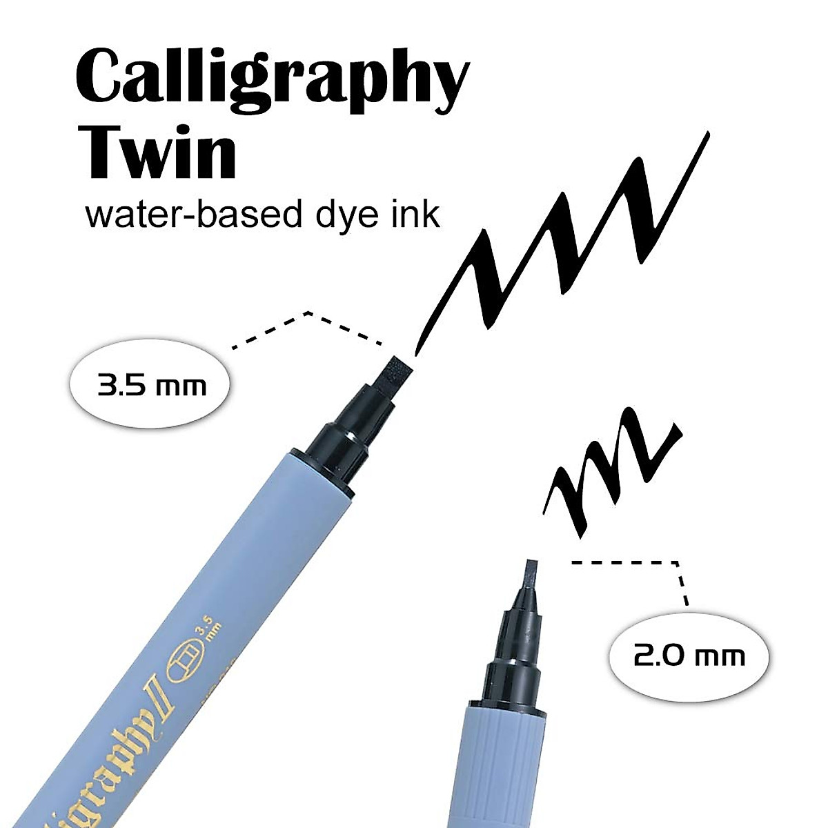 Kuretake ZIG Calligraphy Marker Pens, 12 Colors set, 2mm. & 3.5mm Dual Tip Markers, AP-Certified, Photo-Safe, Acid Free, Lightfast, Odourless, For Beginners, Made in Japan (Water-based dye ink)