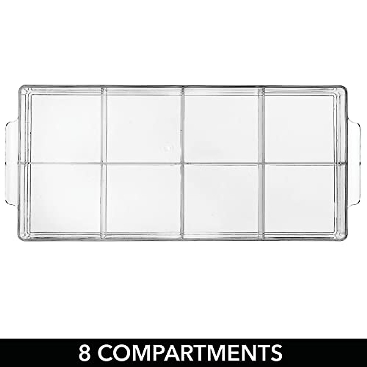 mDesign Plastic Condiment Organizer and Tea Bag Holder - 8-Compartment Kitchen Pantry/Countertop Storage Caddy - Divided Chip, Snack, Oatmeal Packet Holder - Lumiere Collection - Clear