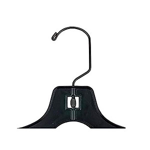 NAHANCO 2412BH Children's Plastic Hangers, Super Heavy Weight Shirt Hangers, Black Swivel Hook, 12" Black (Pack of 100)