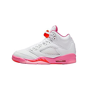Jordan Boy's Jordan 5 Retro (Big Kid) White/Pinksicle/Safety Orange 5 Big Kid M
