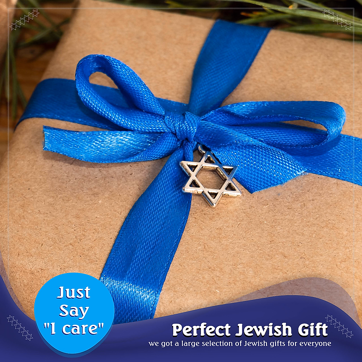 HolYudaica Hand Made 100% Cotton DMC Hand Knitted Kippah Hat Designed in Israel, Yamaka Jewish Hats for Men, Yarmulke Hat (Blue Grey, 19cm-7.5inch-Flat)