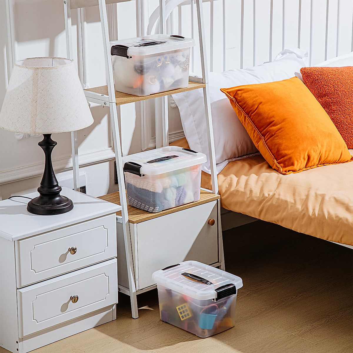 Cunno 12 Pcs 6 Qt Clear Plastic Storage Bins with Lid and Latching Buckles Stackable Storage Container Bin Totes for Storage Tote Box Organizing Tote Tub Box for Toy General Organization Solution