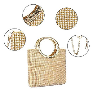 KISSCHIC Women's Handbag Rhinestone Evening Bags Wedding Clutches Purses (Gold)
