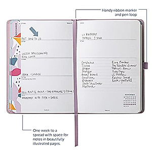 Busy B Perfect Planner A5 Week to View Diary January to December 2022 - Lilac Faux Leather Week to View Planner with Stickers & Tear-Out Lists