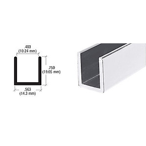 CRL Bright Anodized Frameless Shower Door Aluminum Deep U-Channel for 3/8" Thick Glass - 95 in long