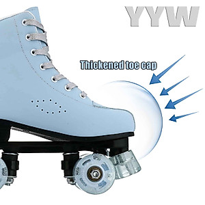 YYW Roller Skates for Women and Men Artificial Cowhide with Thick Cotton Protection Upper Outdoor Roller Skates for Girls Boys (37=US Women:7=US Men:5.5 =Heel to Toe:24 cm)