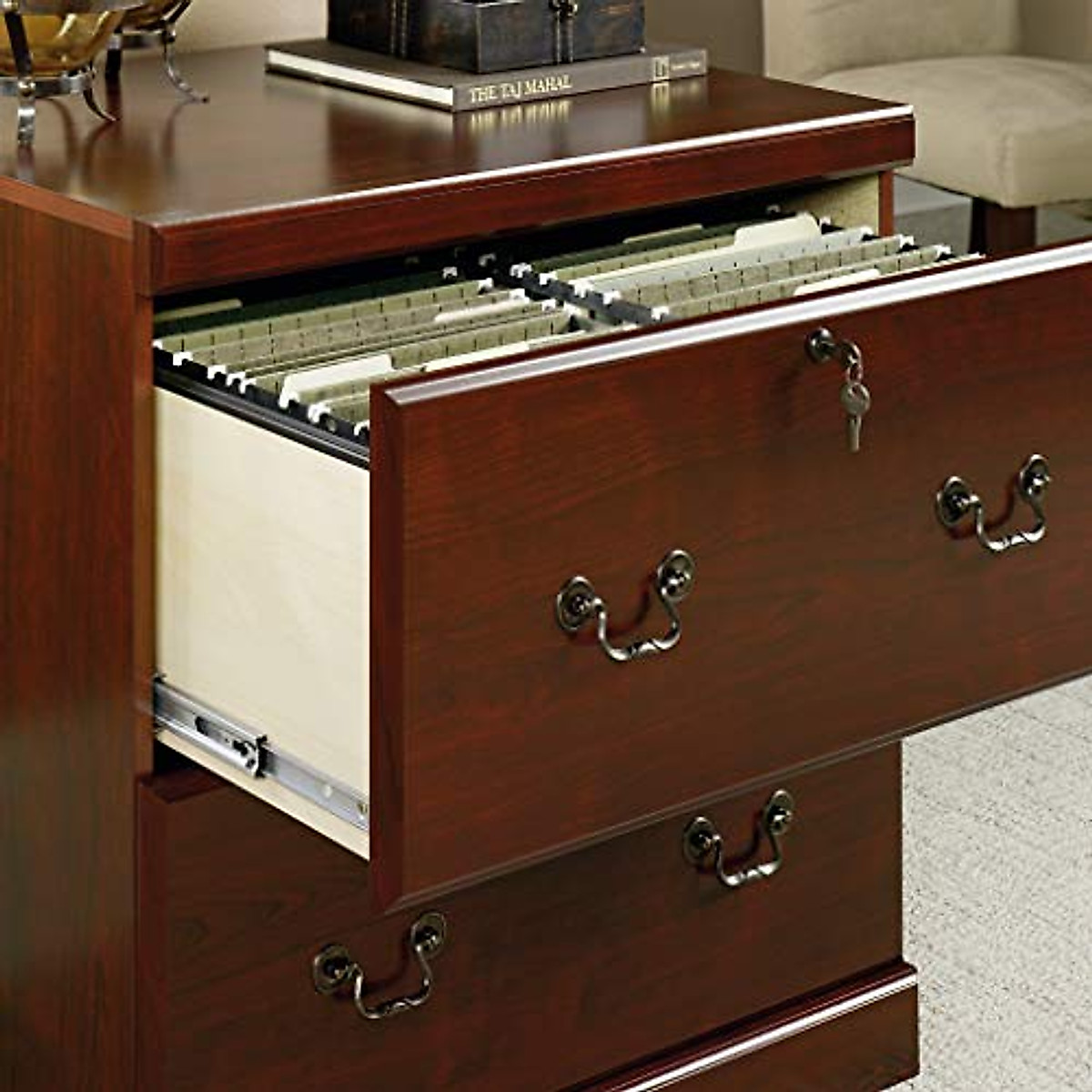 Sauder Heritage Hill Lateral File - Classic Cherry Finish & 2-Shelf Bookcase, Select Cherry Finish