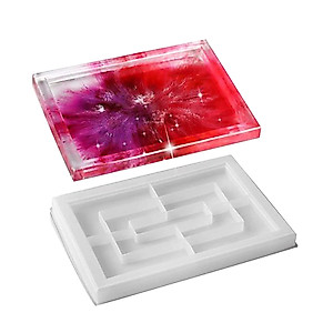 Large Resin Molds Silicone, Large Tray Molds for Resin Casting Cool Rolling Tray Epoxy Silicone Molds Easy to Release,Rectangle Resin Casting Molds with Edges