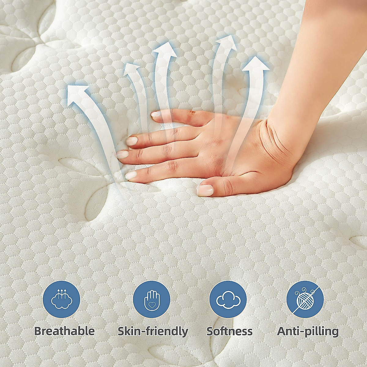 Selene Bedding King Size Mattress, 12 Inch King Mattress with Pocket Spring and Memory Foam for Pressure Relief, Motion Isolation, Edge Support, Medium Firm Mattress in a Box, CertiPUR-US, Grey