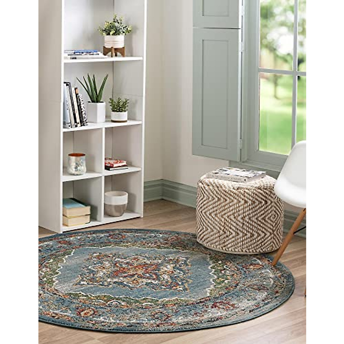 Unique Loom Isabella Collection Traditional Medallion Blue Round Rug (3' 3 x 3' 3)