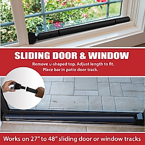 Product Trend Door Security Bar, 2-Sets Adjustable-Length Portable Door Bar for Hinged and Sliding Doors, Home Safety and Travel Security, Extends 28 Inches to 45 Inches, Grey