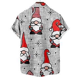 Pink Hoodie 2023 Winter Men Christmas Print Blouse Shirt Holiday Printing Turndown Neck Tee Tops Short Sleeves Loose Fit Streetwear T-shirts Gray XX-Large