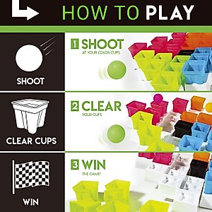 Franklin Sports Battle Buckets Pong Game - Fast Paced Four Player Ping Pong Game - Fun for Kids and Families - It’s a Game of Skill, Strategy, Change and Its Addictive!