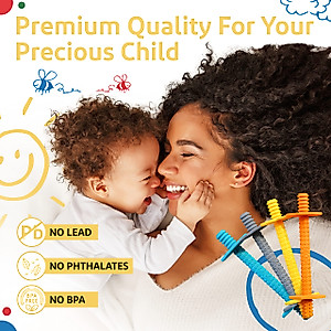 Lull Kids Hollow Teething Tubes - Baby Teething Toys for Babies 0-6 Months, Teething Toys for Babies 6-12 Months - Baby Teether, Teething Straws, Teething Sticks (Blue/Orange)