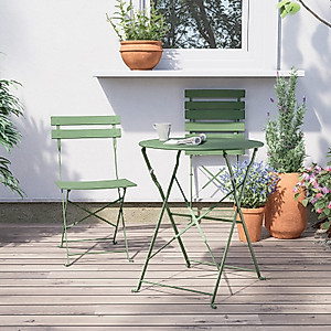 Grand patio 3-Piece Bistro Set Folding Outdoor Furniture Sets with Premium Frame Portable Design for Bistro & Balcony (Sage Green with Cushion)