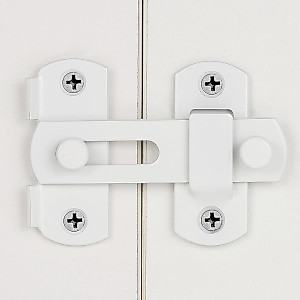 INIRET 4 Packs Barn Door Latches，2.75” x 2.02” White Stainless Steel barn gate flip Door Latch Bi-fold Door Lock,Sliding Door Antique Lock Gate Latches Wine Cabinet Closet Door Latches，White Finish