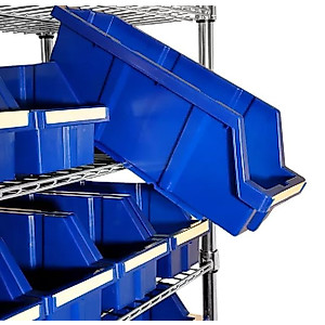 Heavy Duty Commercial Steel Wire Bin Storage Rack, Mobile, 24 Bins (Blue, 1 Pack)