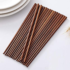Wooden Chopsticks Reusable Dishwasher Safe 10 Pairs Chinese Asian Korea Iron Wood Handmade Chopstick Natural Healthy for Cooking Eating Restaurants Gourmets Noodles Portable Long Brown