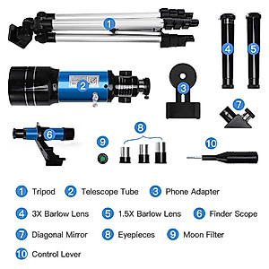 Telescope for Adults &Beginners,70mm Aperture 300mm AZ Mount with Adjustable Tripod and Fully Multi-Coated Optics, Portable Astronomy Refractor Telescope, Wireless Remote