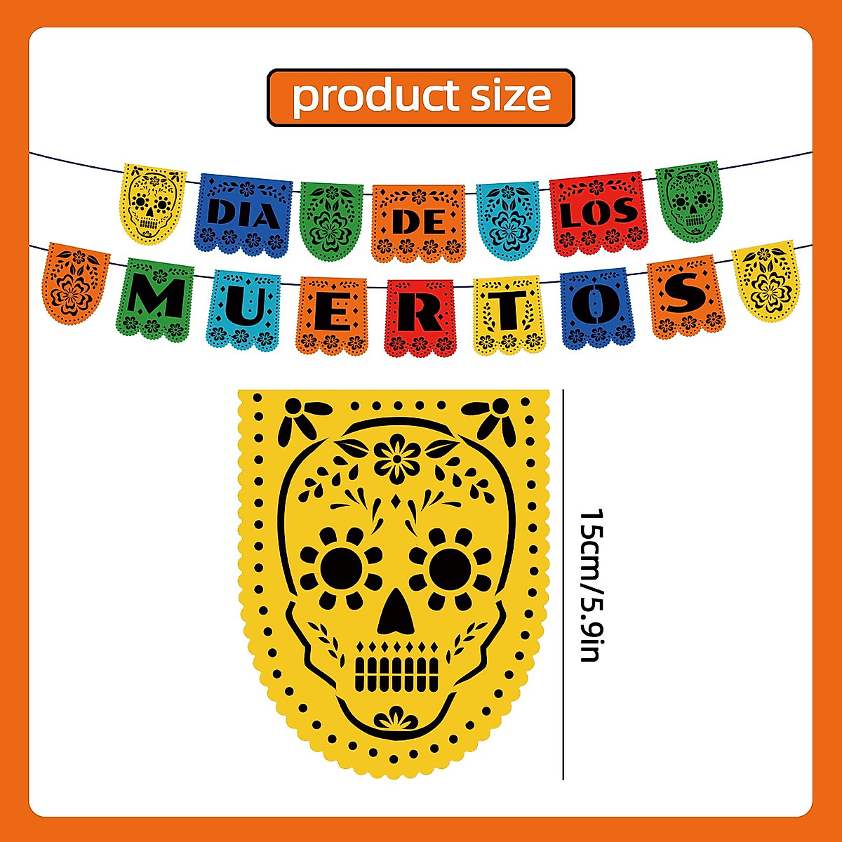 Day of the Dead Decorations for Altar NO-DIY Dia De Los Muertos Party Supplies Include 2pcs Dia De Los Muertos Banner and 12pcs Double Sided Day of the Dead Hanging Swirl for Mexican Halloween Party